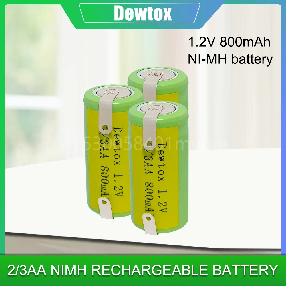 1.2v 2/3aa 800mah Ni-mh Rechargeable Battery 2/3 Aa Cell With Welding ...
