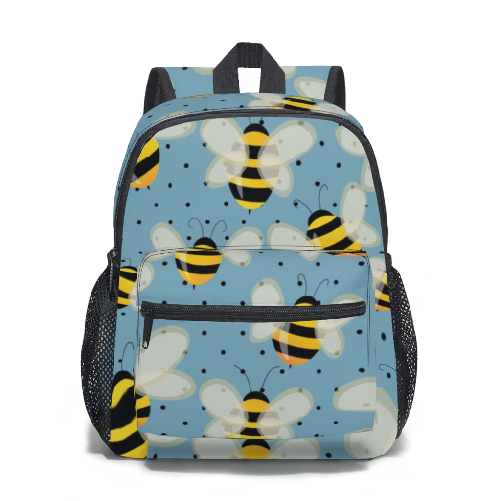 Kids-Backpack-Bees-on-blue-polka-dots-background-Kindergarten-Children ...