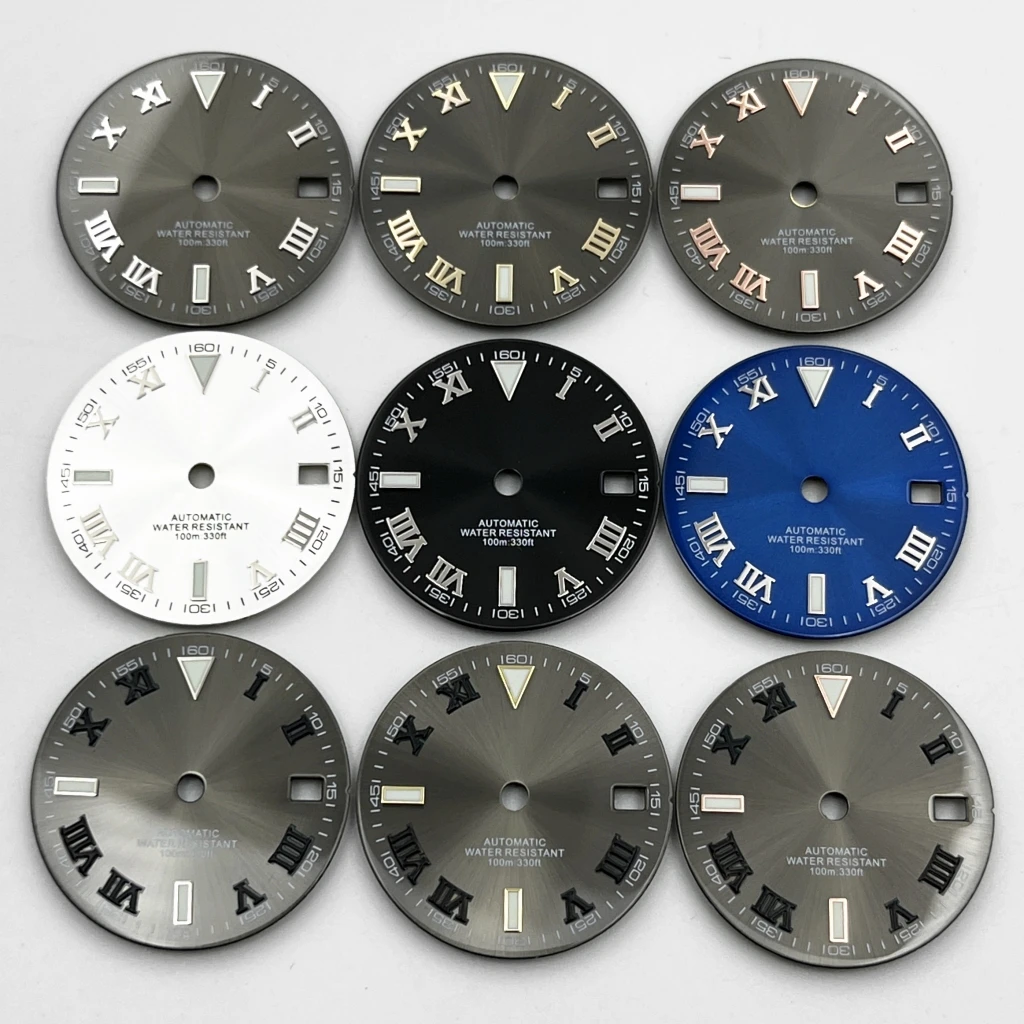 29mm-NH35-Watch-Dial-Green-Luminous-Sterile-With-Calendar-Window-Fit ...