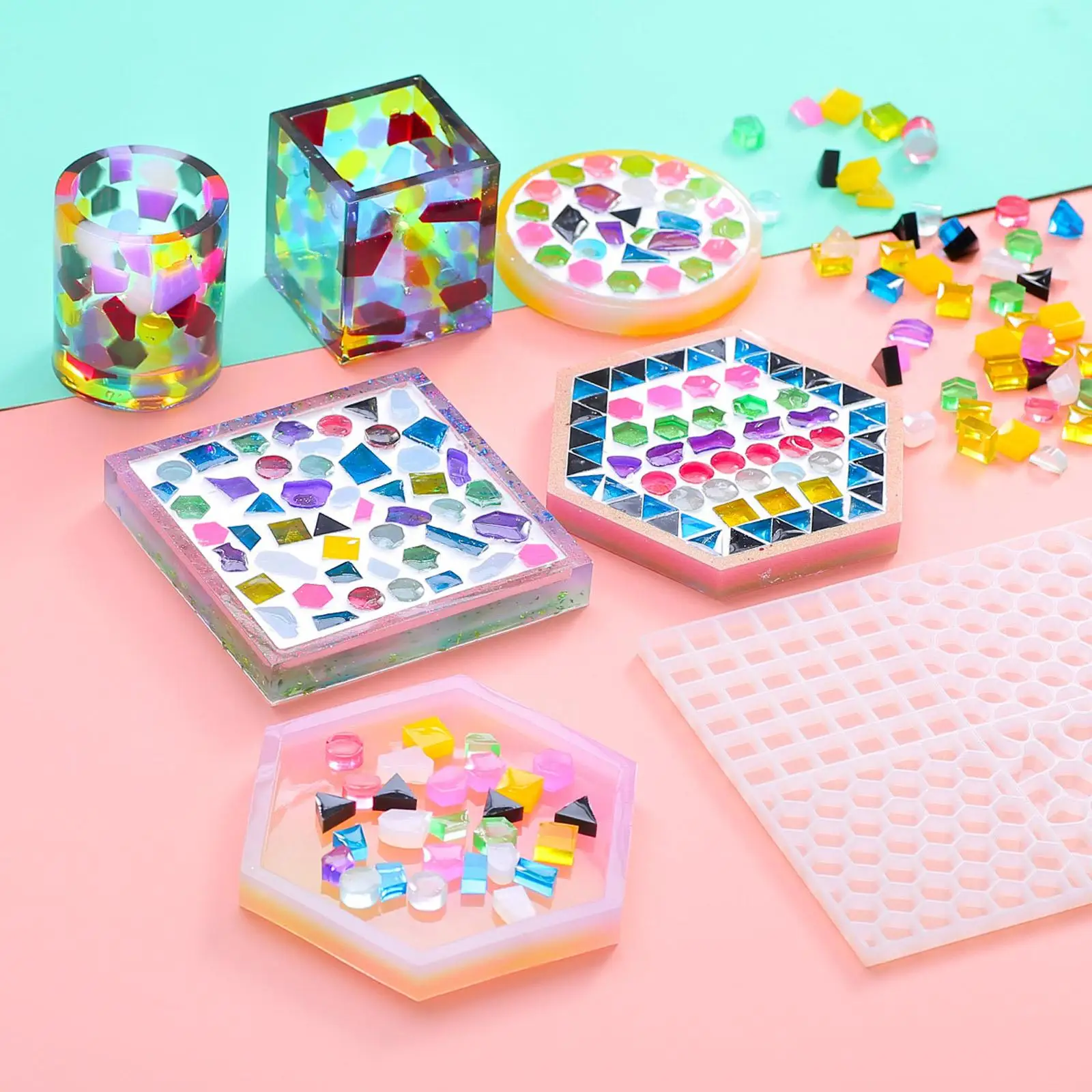 Mosaic-Particle-Pattern-Silicone-Molds-for-Epoxy-Resin-Casting-Coasters ...