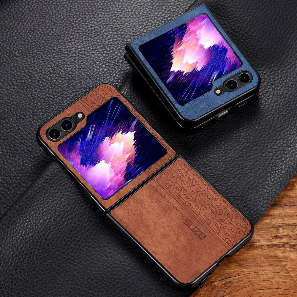Embossing Case for Samsung Galaxy Z Flip 5 Case Leather Skin Retro ...