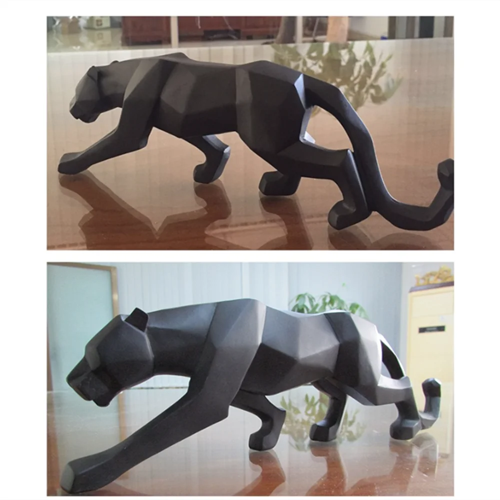 Abstract Leopard Statues Panther Sculpture Hand Carved Animal Resin ...