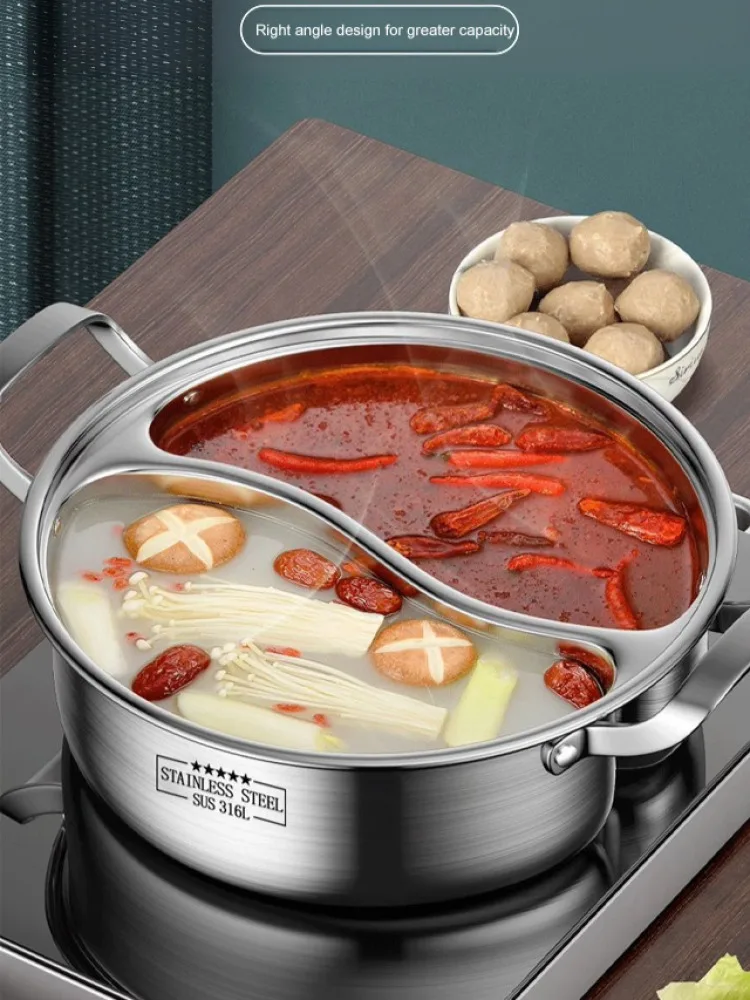 Household-stainless-steel-mandarin-duck-pot-thickened-divided-doubleear ...