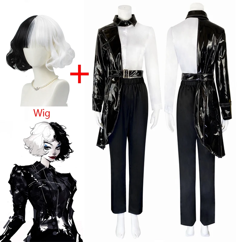 Disfraz De Cruella De Vil para Cosplay, peluca conjunto completo De ...