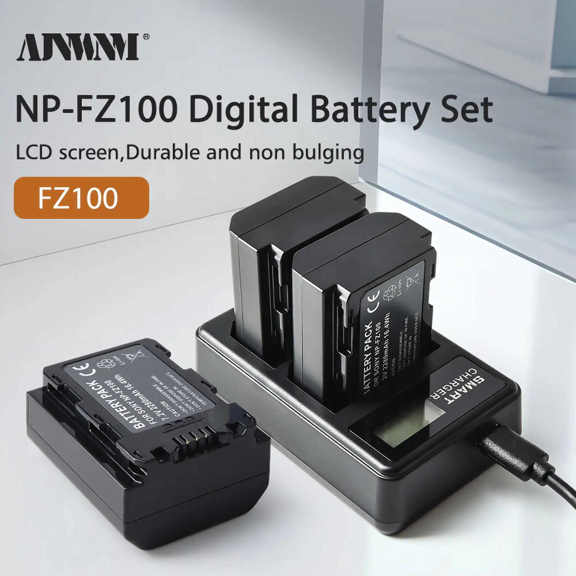 2280mAh-NP-FZ100-NPFZ100-NP-FZ100-Battery-LCD-Three-Channel-Charger-for ...