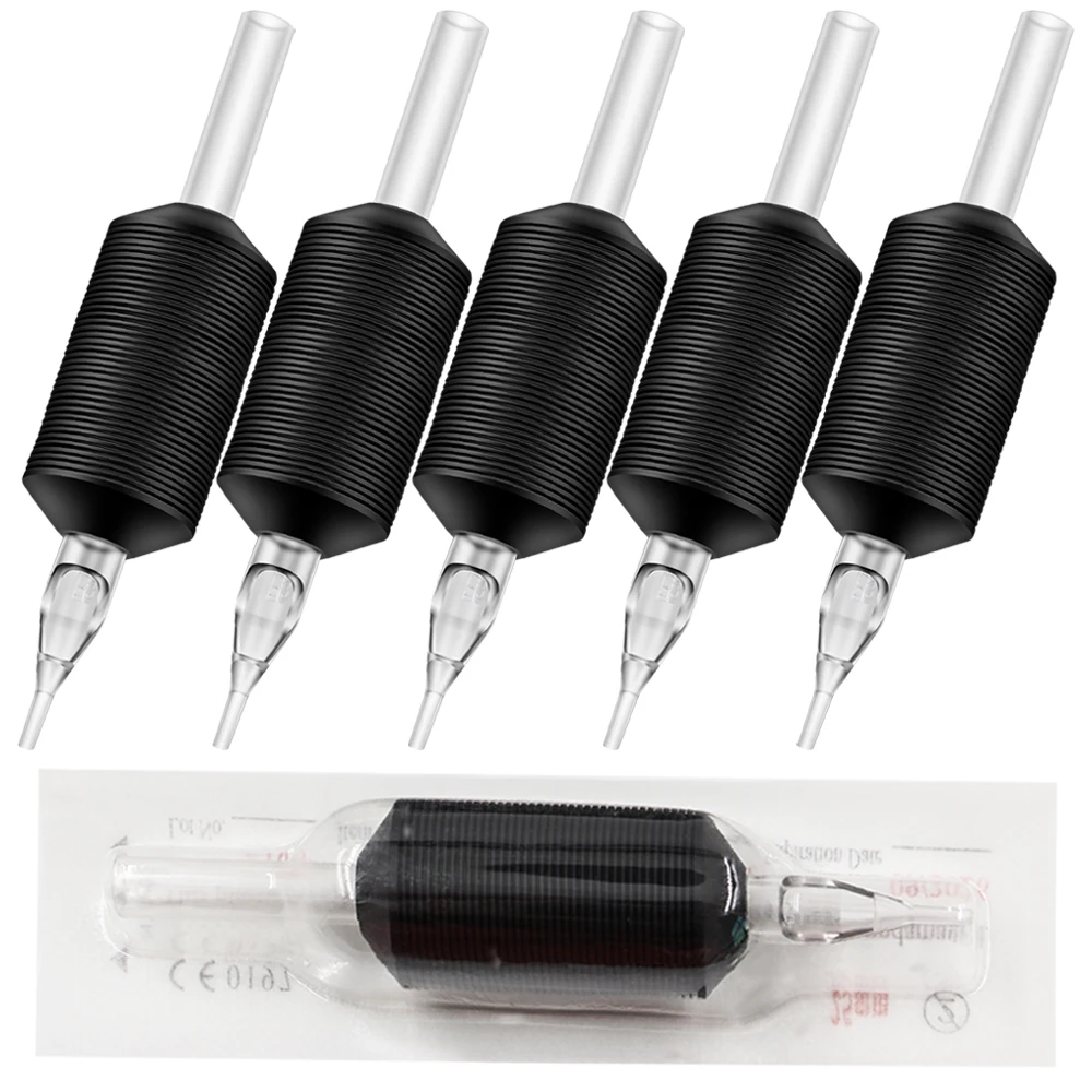 5PCS 25MM Disposable Tattoo Grips Sterile Silicone Black Tattoo Grips ...