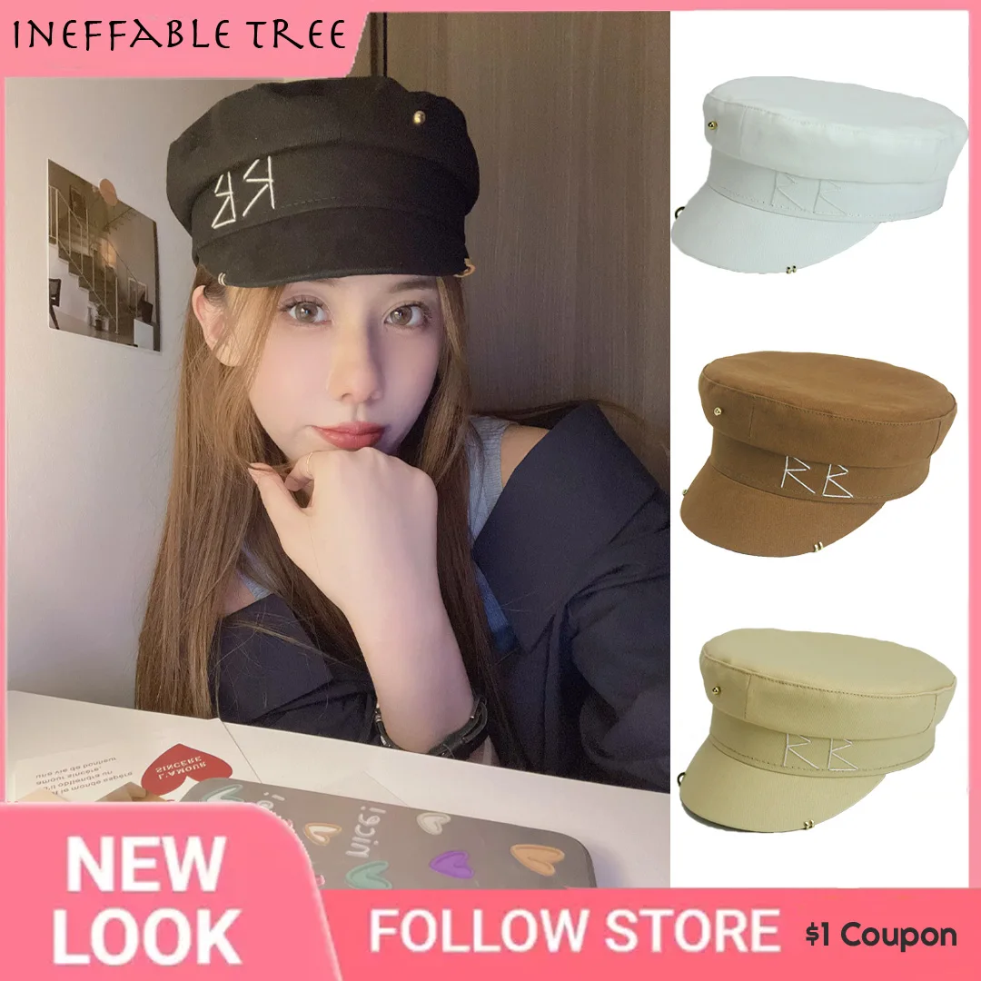 Spring-Summer-Letter-Embroidery-Caps-with-Earrings-Women-Newsboy-Cap-Letter-Military-Snapback ...