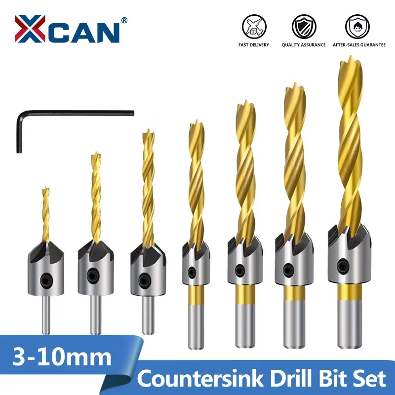 XCAN-Drill-Bit-3-10mm-Titanium-Coating-Countersink-Drill-Bit-Set-with ...