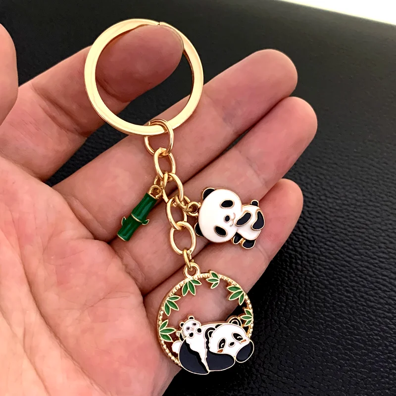 New Lovely Bamboo Panda key chain car key ring pendant women and ...