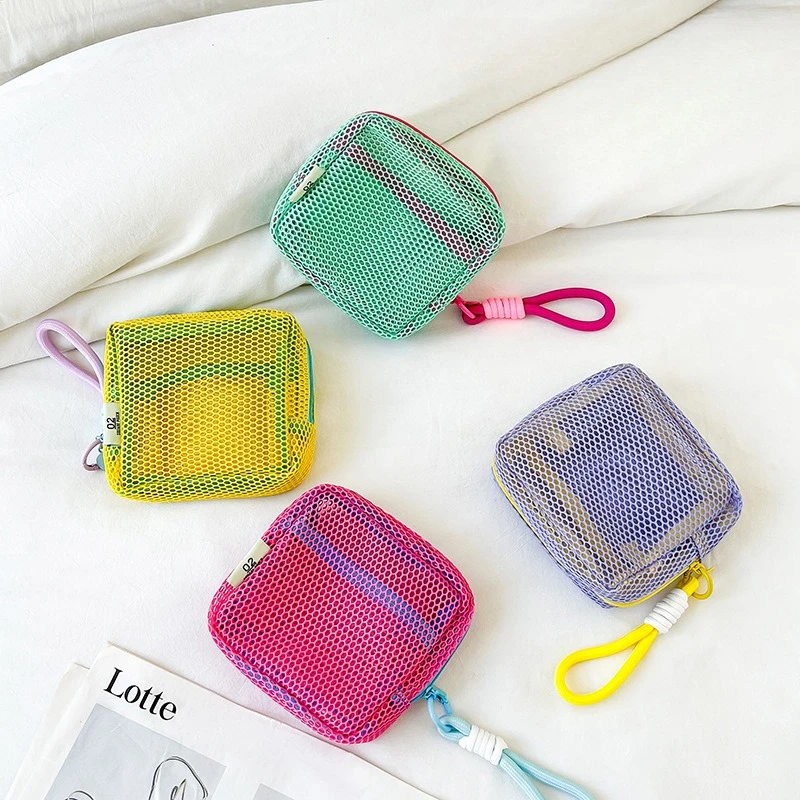 Dopamine Mesh Handheld Makeup Bag Lipstick Card Bag Zero Wallet ...