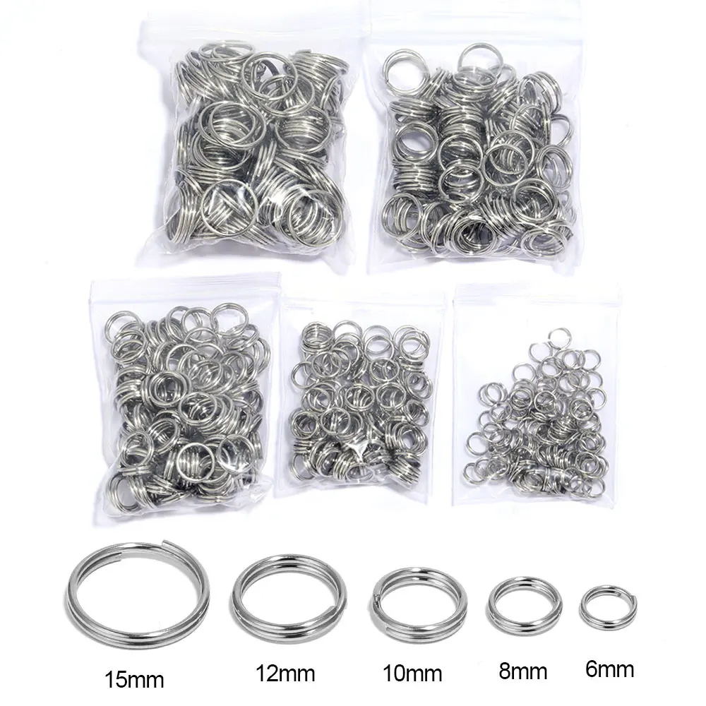 100Pcs Stainless Steel 6/8/10/12/15mm Open Jump Rings Double Loops Split Rings Chain Connectors ...
