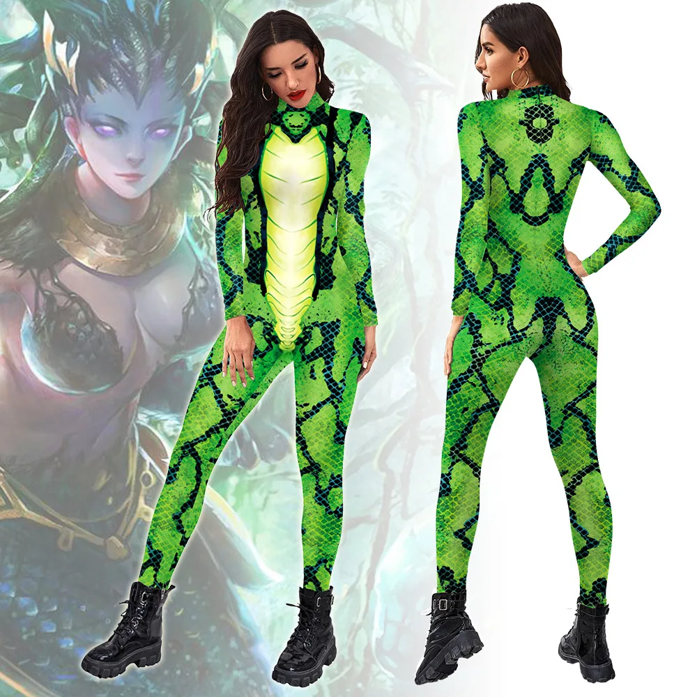 Green-Snake-Sexy-3D-Printed-Women-Jumpsuit-Carnival-Fancy-Party-Cosplay ...
