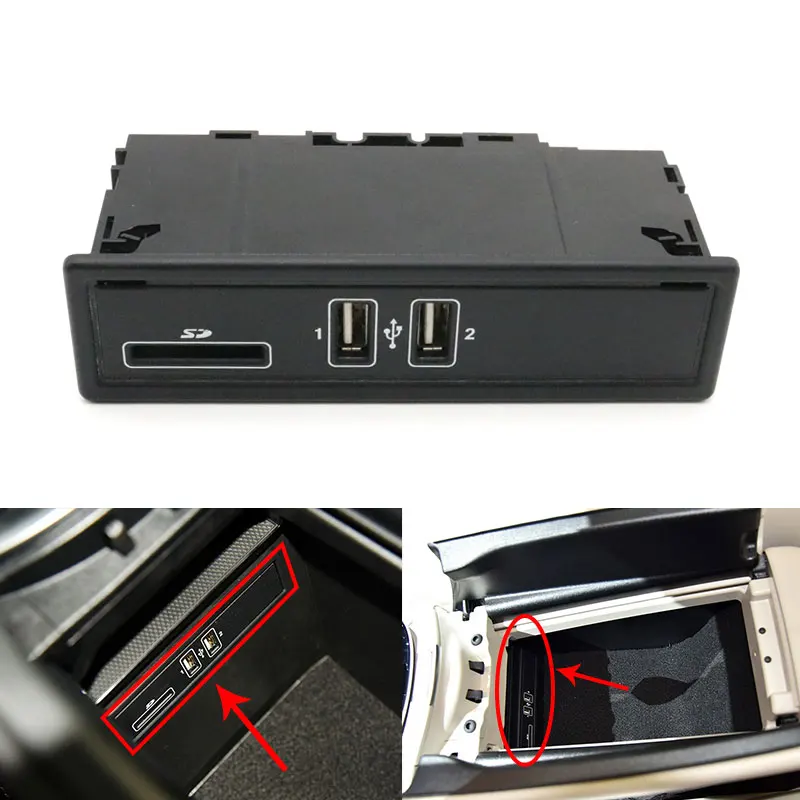Center-Console-Dual-USB-Port-SD-Card-Reader-For-Mercedes-Benz-C-V-GLC-E ...