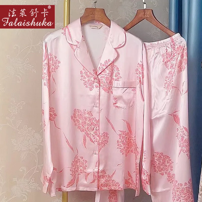 16-momme-fashion-flower-100-natural-silk-pajamas-sets-women-Korea ...