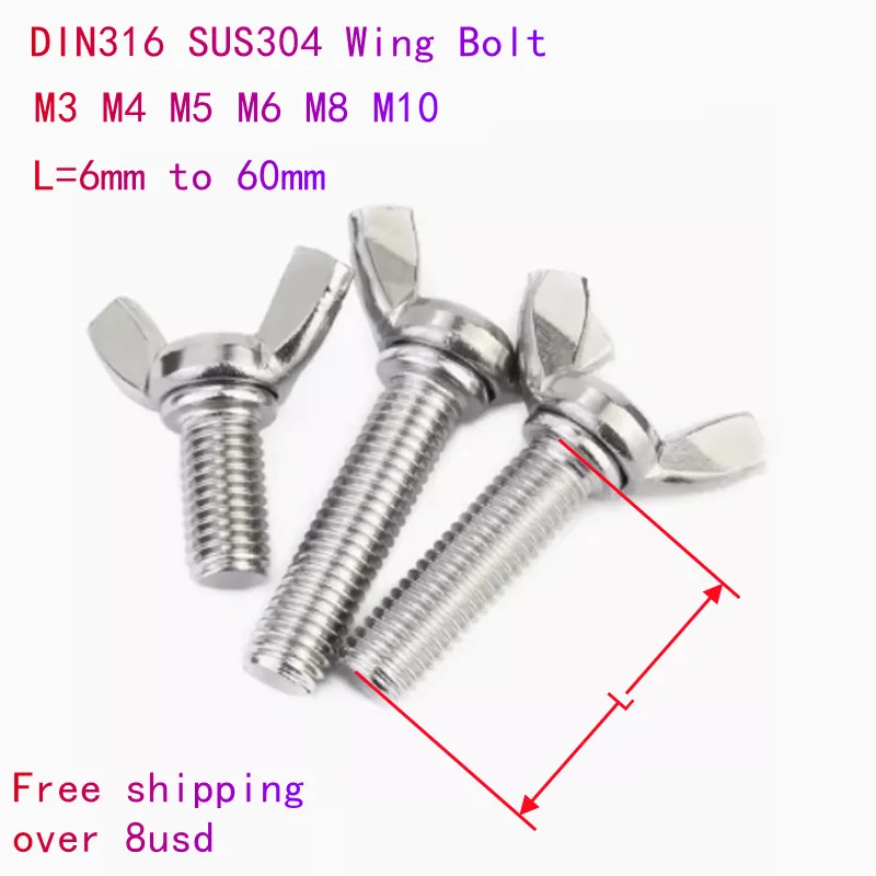 2-10pcs-M3-M4-M5-M6-M8-M10-Hand-Tighten-Screws-Butterfly-Bolt-Wing ...
