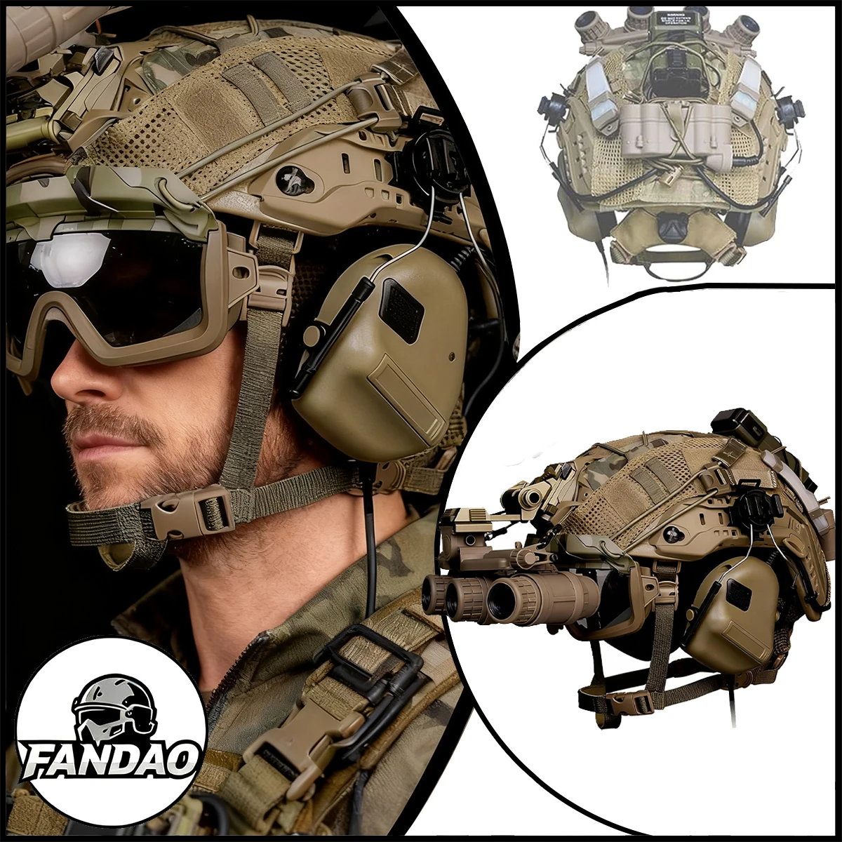 9-in-1 Fast Tactical Helmet Set with Headset NVG Signal Light Outdoor ...