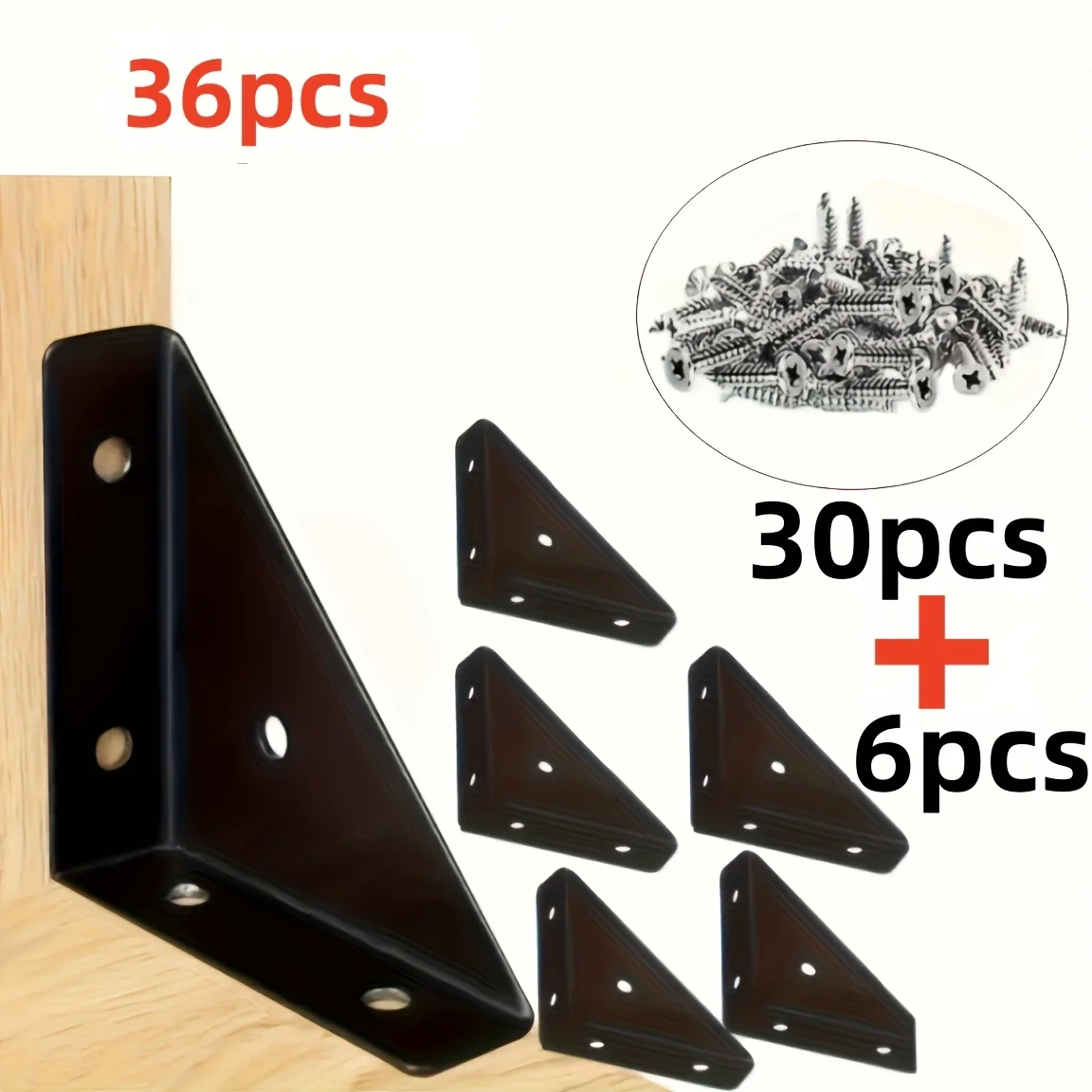 6pcs heavy-duty steel angle brackets: 90 ° right angle support, durable ...
