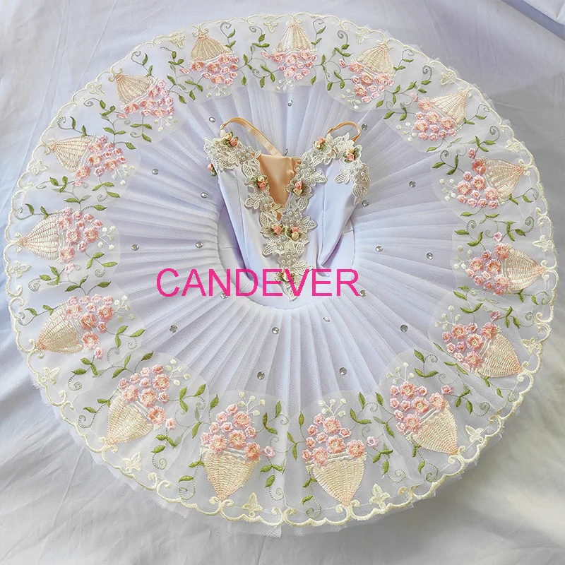 White embroidery Swan Lake Professional Ballerina Ballet Tutu For ...