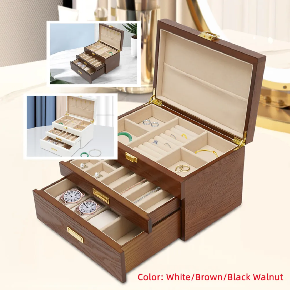 3 Tier Jewelry Box, Jewelry Storage, Pull Out Drawer for Earring Ring ...