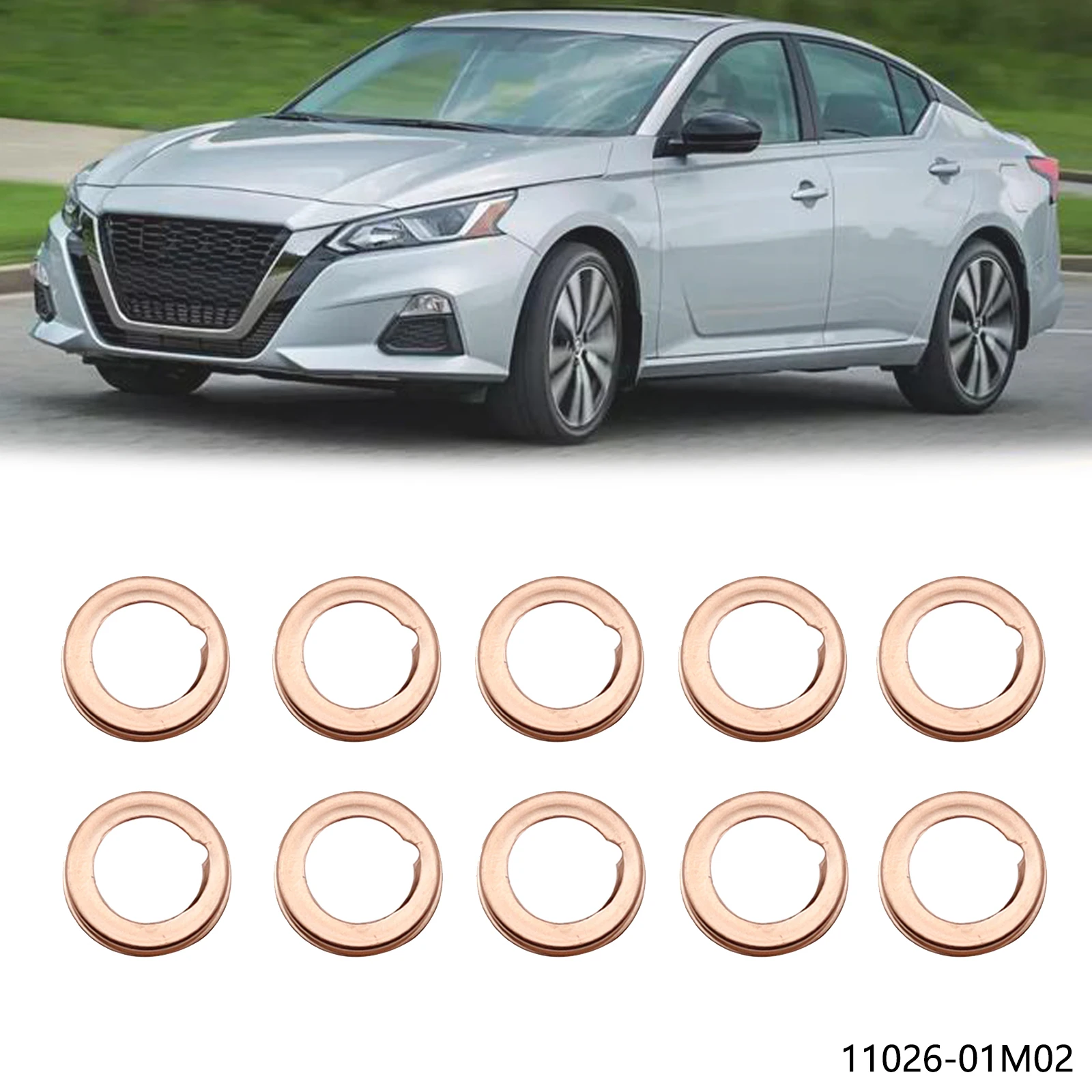 10pcs Car Engine Oil Drain Plug Gasket 1102601M02 Copper Colored Oil ...