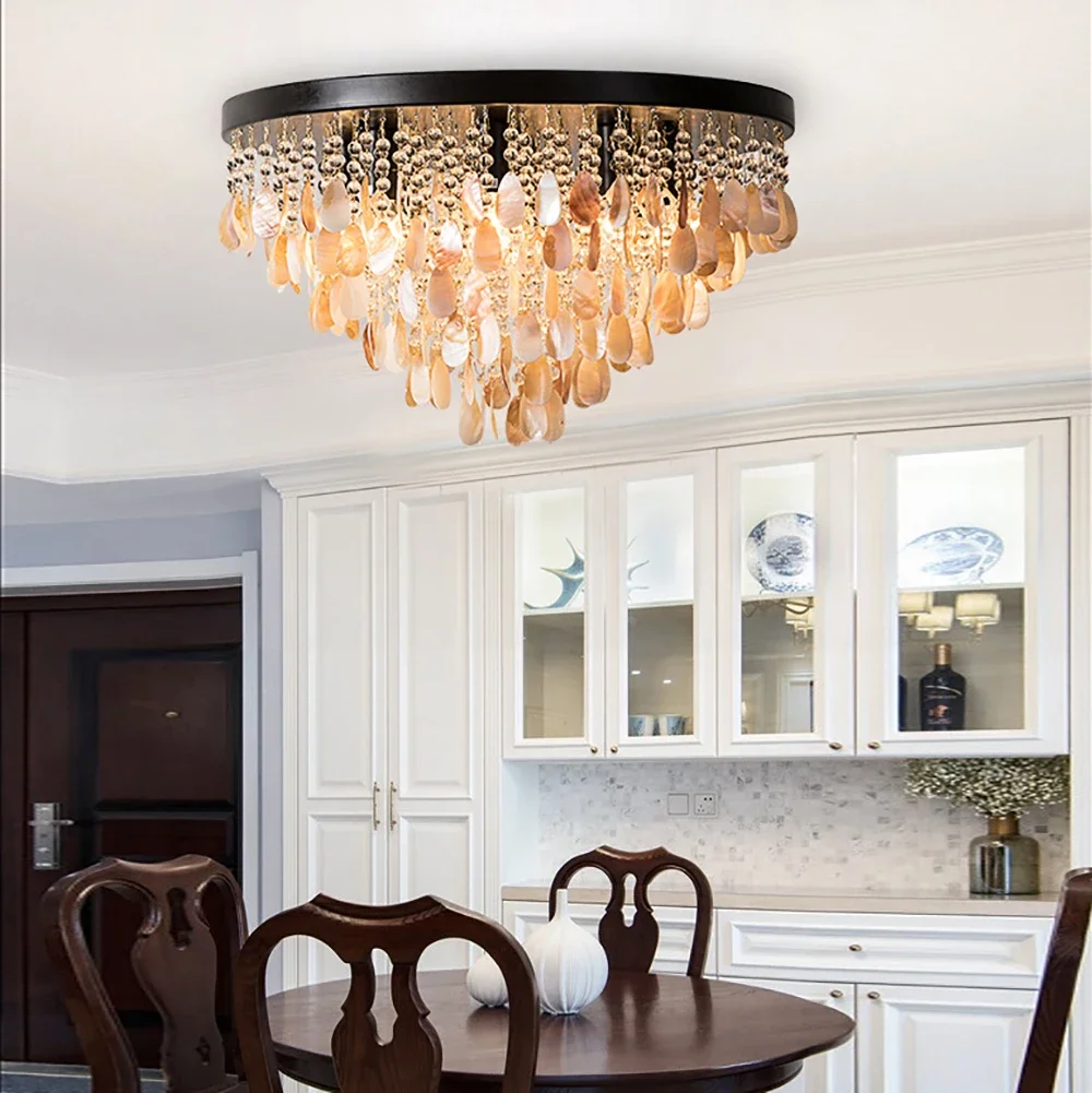 American-Classic-Crystal-LED-Ceiling-Lamps-Home-Decor-Shell-Decoration ...