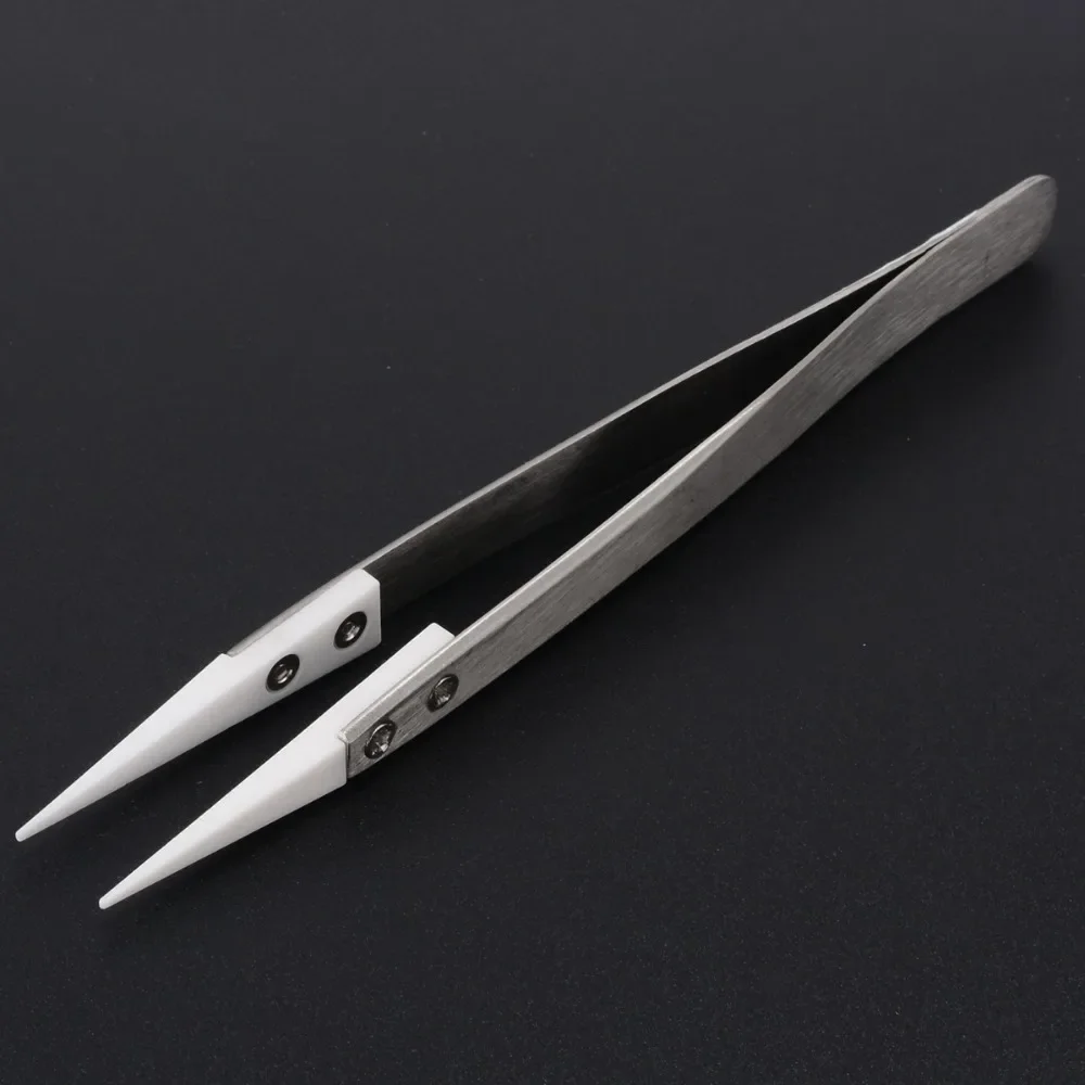 Ceramic Tipped Tweezers Stainless Steel Fine Pointed Tip Heat Resistant ...