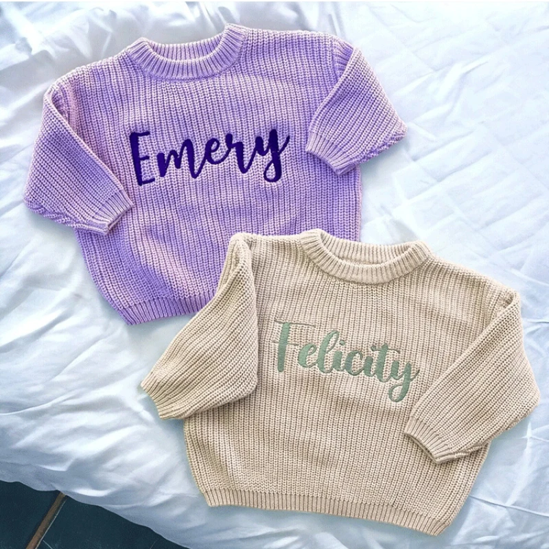 Personalized Embroidered Baby and Toddler Sweater, Oversized Chunky ...