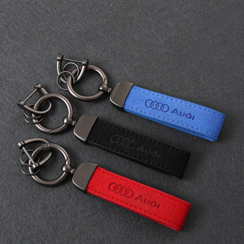 For Audi RS Sline Leather Car Keychain Key Chain Rings Metal Leather A3 ...