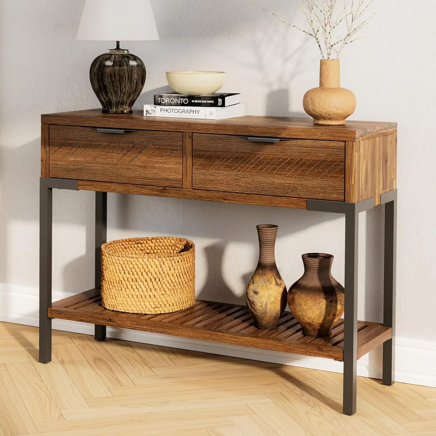 Millie-2-Drawers-Industrial-Style-Ideal-for-Entryway-Hallway-Living ...