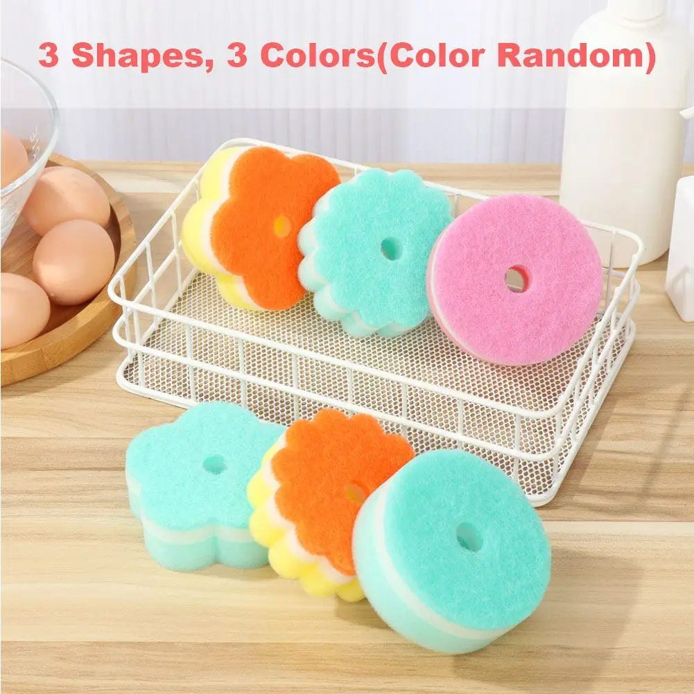 Dishwashing-Sponge-Scouring-Pads-Flower-Round-Shape-Color-Sponge-Brush ...