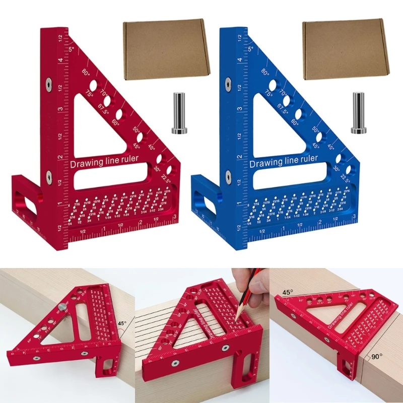 MultiAngles-Measuring-MarkingRuler-Metal-Square-Protractors-45-90 ...