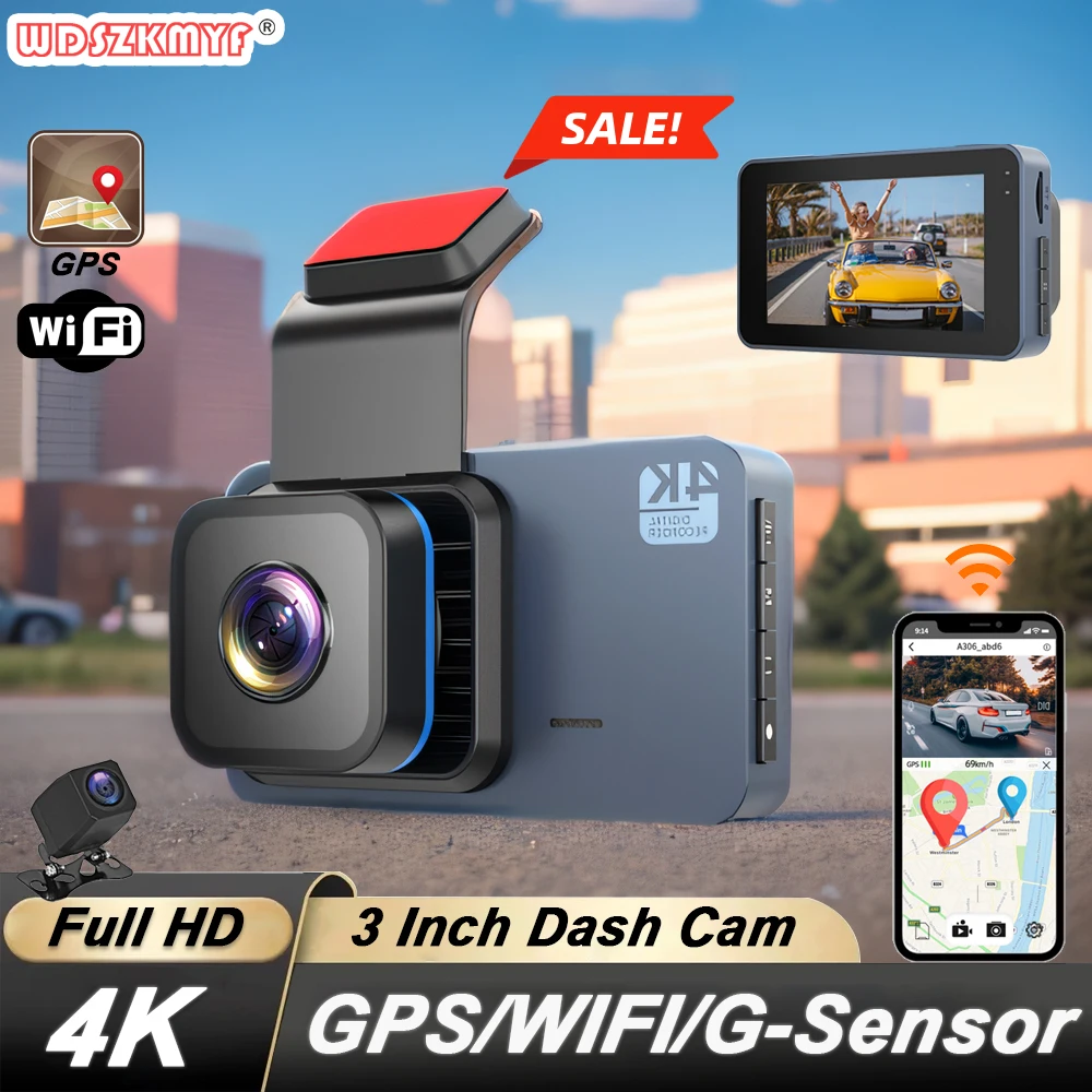 Car Dvr 4K HD GPS WIFI Front and Rear Camera Dash Cam for Cars for Car ...