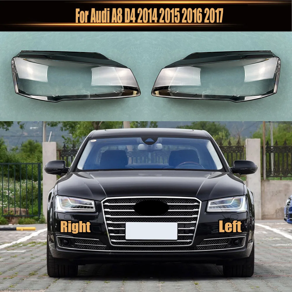 For-Audi-A8-D4-2014-2017-Front-Headlamp-Cover-Transparent-Lampshades ...