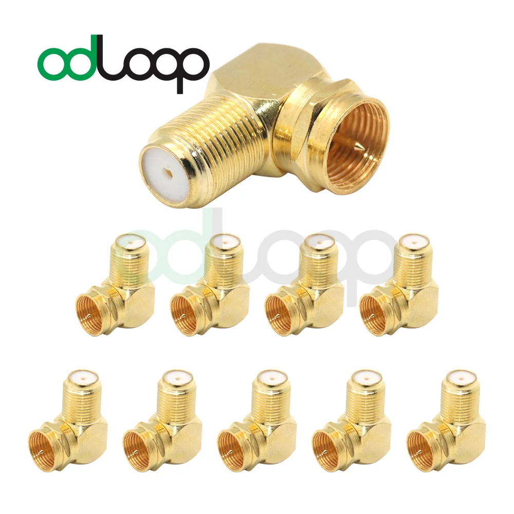 ODLOOP 10 Pack 90 Degree Coaxial Connector Right Angle F Type RG6 Male ...