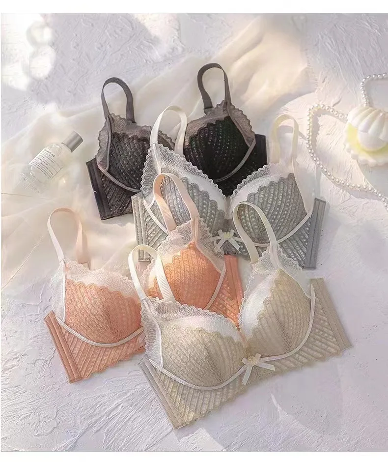 Rimless-Bra-Sexy-Lace-Mesh-Lingerie-Pure-Elegant-Small-breasts-Optimize ...