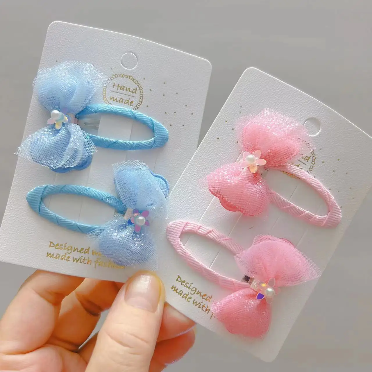 2pcs-Glitter-Dot-Gauze-Bow-Hairpin-for-Girls-Sequins-Flower-Barrette ...