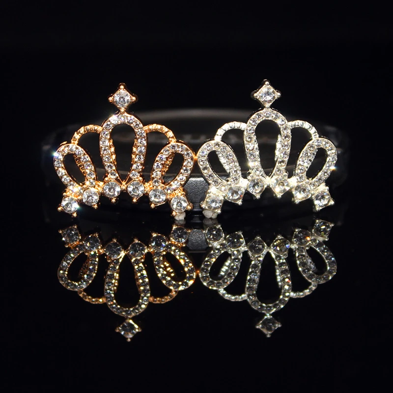 10Pcs Metal Alloy Rhinestones Crown Flat Buttons Plating Gold DiY ...