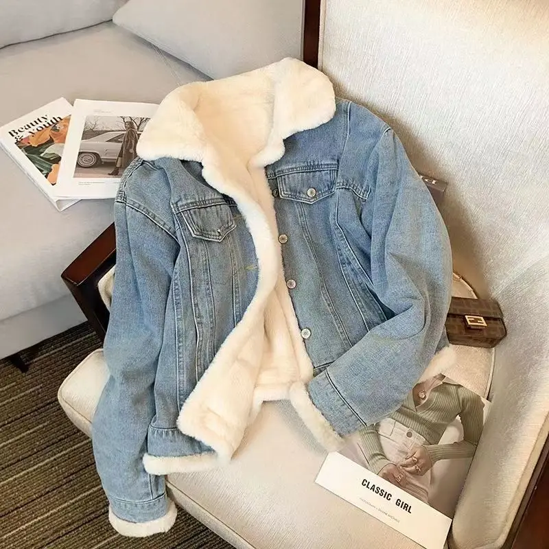 Winter-Thicken-Denim-Jacket-Women-Two-Sides-Wearing-Lamb-Wool-Outwear ...