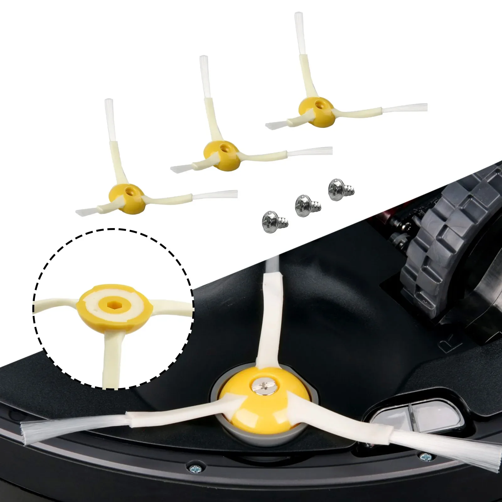 3pcs-Side-Brushes-With-Screws-For-Roomba-Models-500-600-700-Series ...