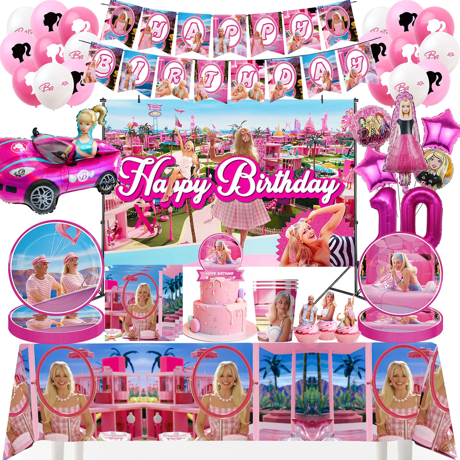 New-Movie-Barbied-Princess-Birthday-Party-Decoration-Number-Balloon-Set ...