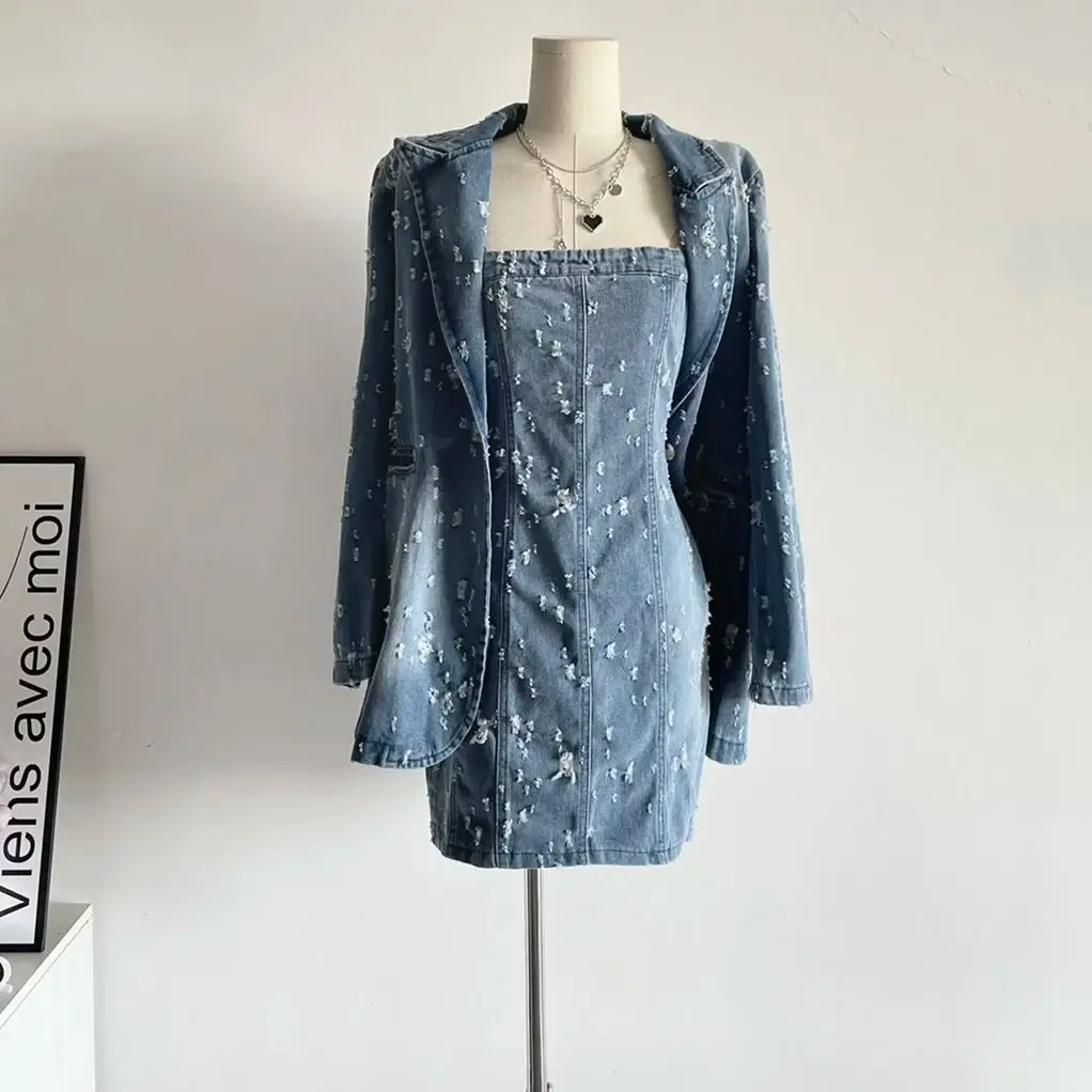 Spring-Women-Dress-Set-Fashion-Y2K-Denim-Spaghetti-Strap-Mini-Dress ...
