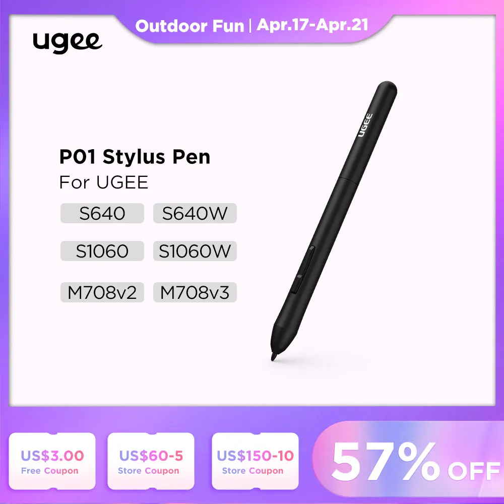 UGEE Graphic Tablet Stylus Pen for Drawing Tablet Wireless Battery-free ...