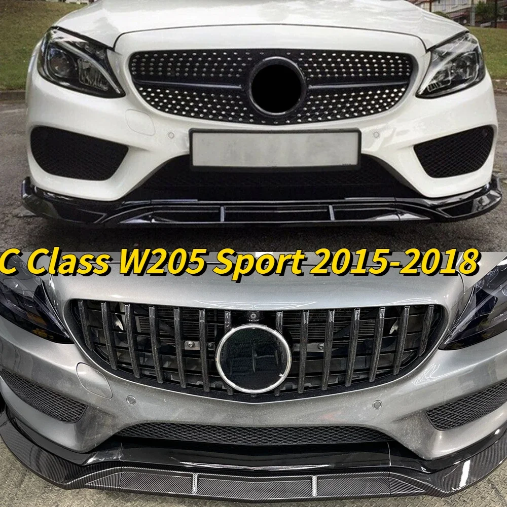 Front-Spoiler-Bumper-Lip-For-Mercedes-Benz-C-Class-W205-Sport-2015-2018 ...