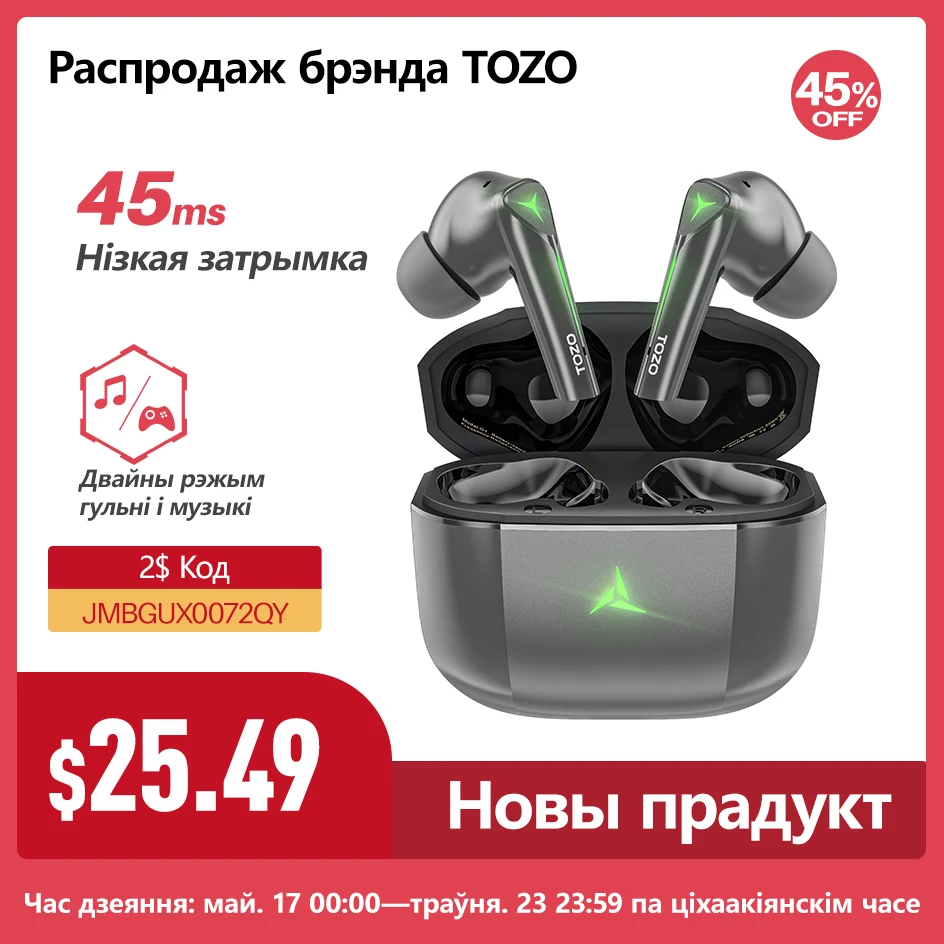 TOZO-G1-Wireless-Earbuds-Bluetooth-Headphones-With-Game-Mode-45ms-Ultra ...