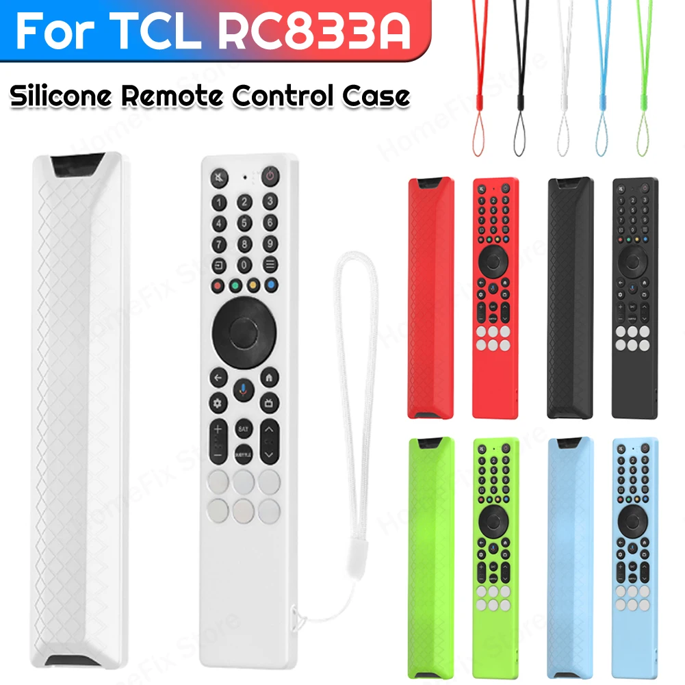 For TCL RC833A Silicone Remote Control Case with Lanyard Drop-Proof RC ...