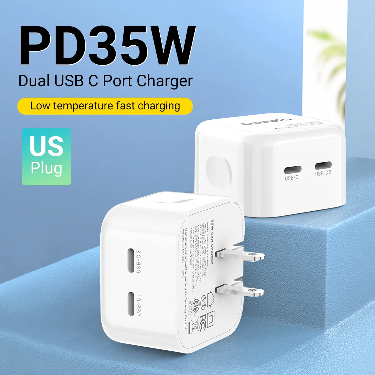 Dual-Type-C-35W-Fast-Charger-US-Standard-Power-Adapter-With-Intelligent ...