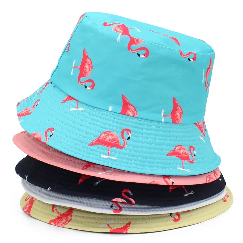 flamingo Bucket Hats Outdoor Fishman Cap Wide Brim Beach Caps Hip Hop ...