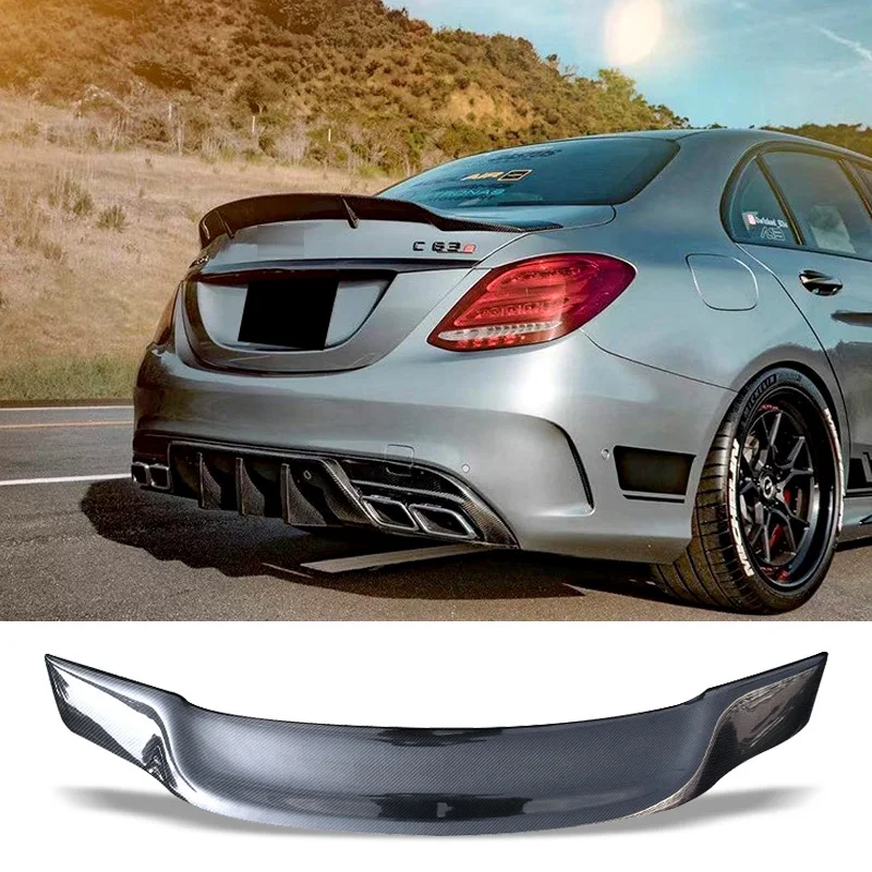 Carbon Fiber Spoiler for Mercedes Benz W205 C260 C43 C63 Coupe AMG Rear Ducktail Wing C class 4 ...