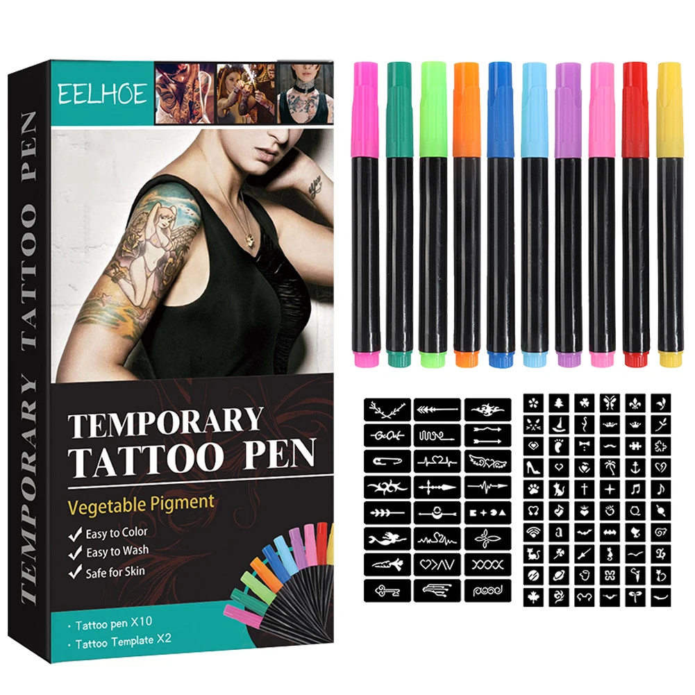 Temporary-Tattoo-Pen-with-Tattoo-Stencils-Body-Mark-Skin-Friendly-10 ...