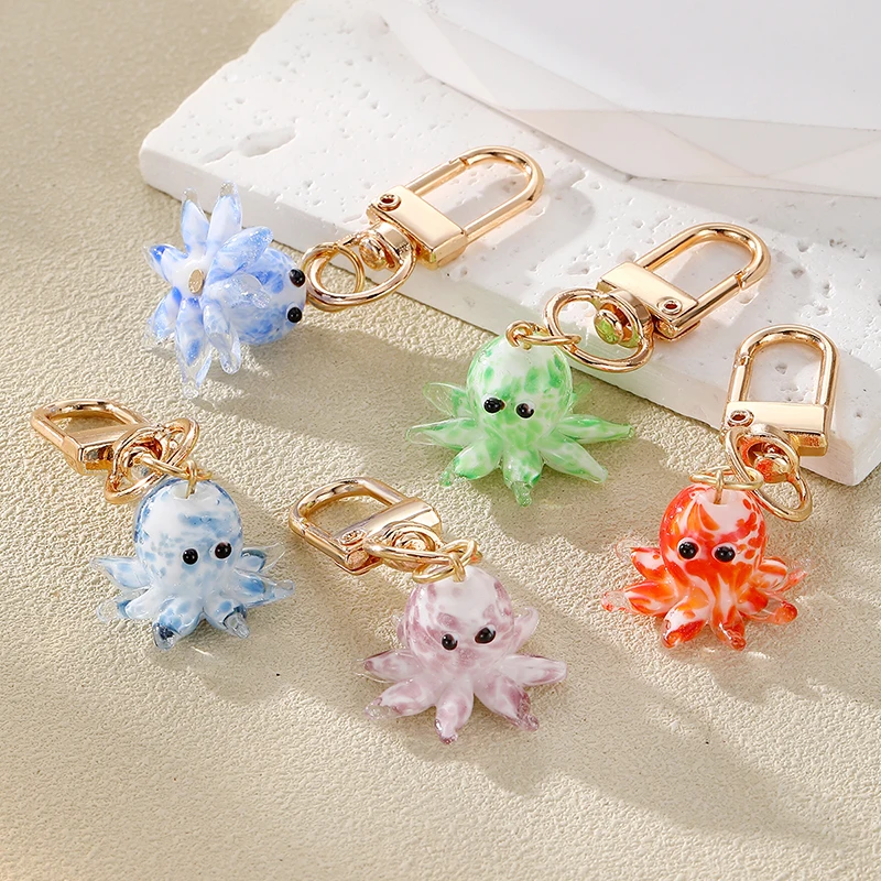 Glass-Multicolour-Octopus-Ocean-Animal-Keychains-For-Women-Men-Kawaii ...